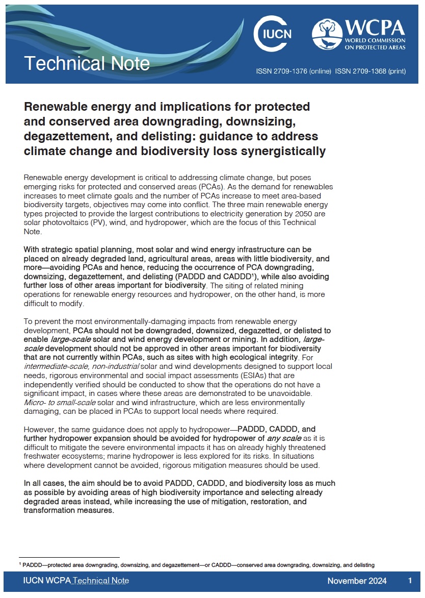 IUCN WCPA Technical Note No.19 Renewable energy and implications for ...