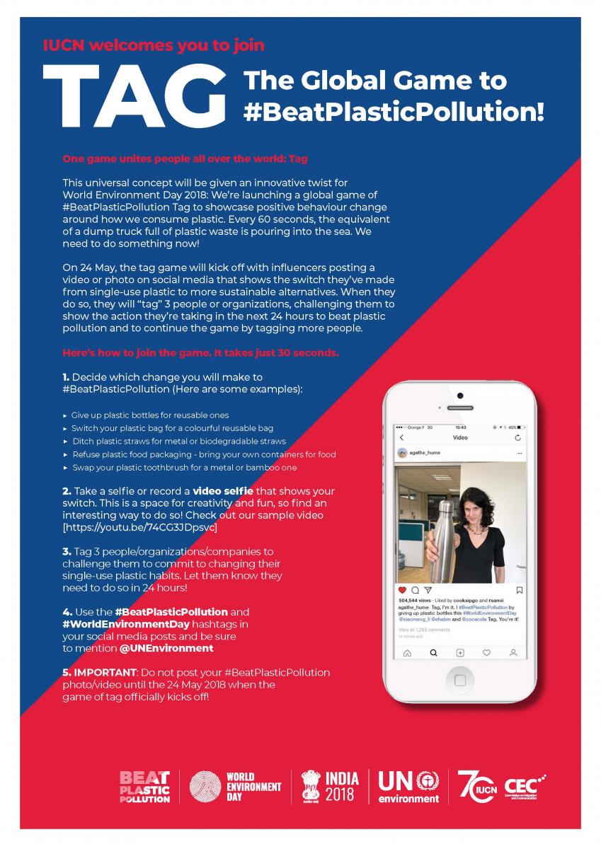 Join IUCN CEC in the #BeatPlasticPollution TAG Game! | IUCN